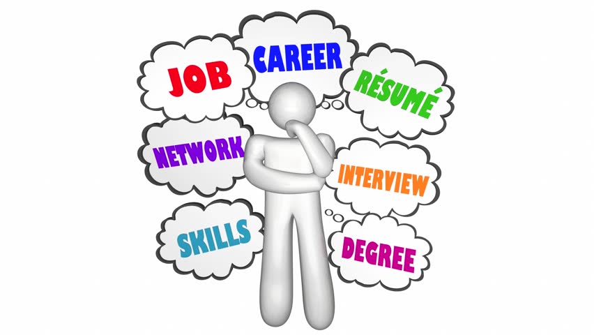 Job Career Thinker Thought Clouds Stock Footage Video (100% Royalty ...