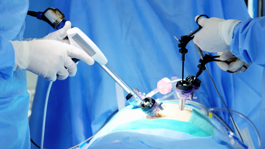 Laparoscopy Surgical Medical Training Operation Transmitted On Hospital ...