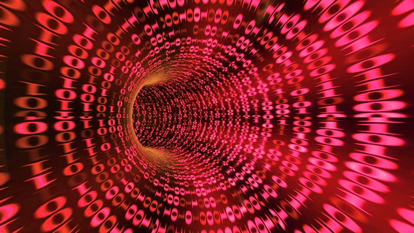 Beautiful Abstract Animation Of The Red Binary Waves With Binary Digits ...