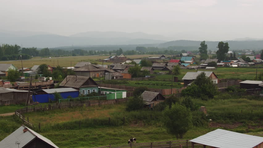 Aerial Typical Russian Countryside Landscape Stock Footage Video (100% ...