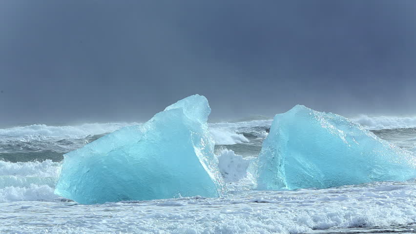 Glacial Ice Slowly Melting Into The Lake Through Global Warming 60 FPS ...