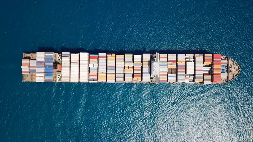 Ultra Large Container Vessel (ULCV) At Sea - Aerial Footage Stock ...