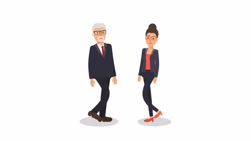Business Woman Jumping Between Two Male Businessmen. Illustration ...