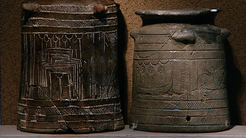 BAGHDAD, IRAQ - CIRCA 2002: CU On A Sumerian Vase Decorated With A High ...