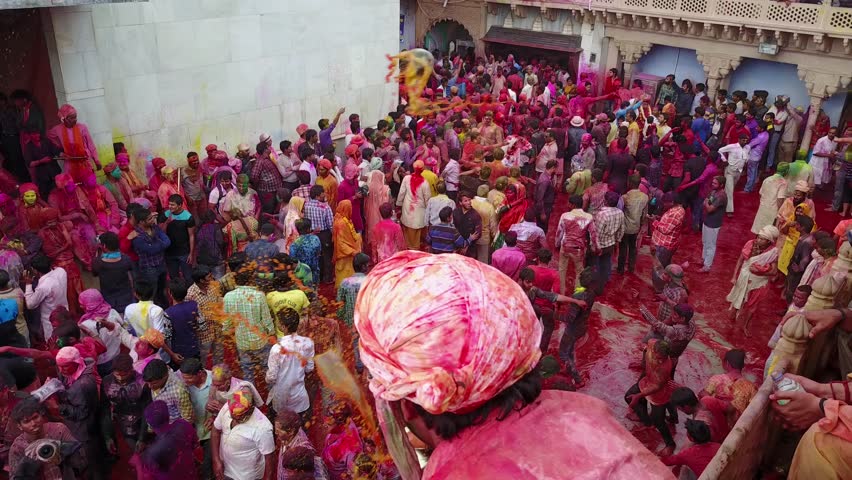 Stock video of varshana - 20.03.2017: holi festival in | 30767296 ...