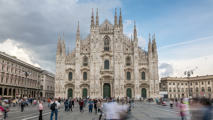 Milan City Skyline Sunrise Timelapse At Milano Duomo Cathedral, Milan ...