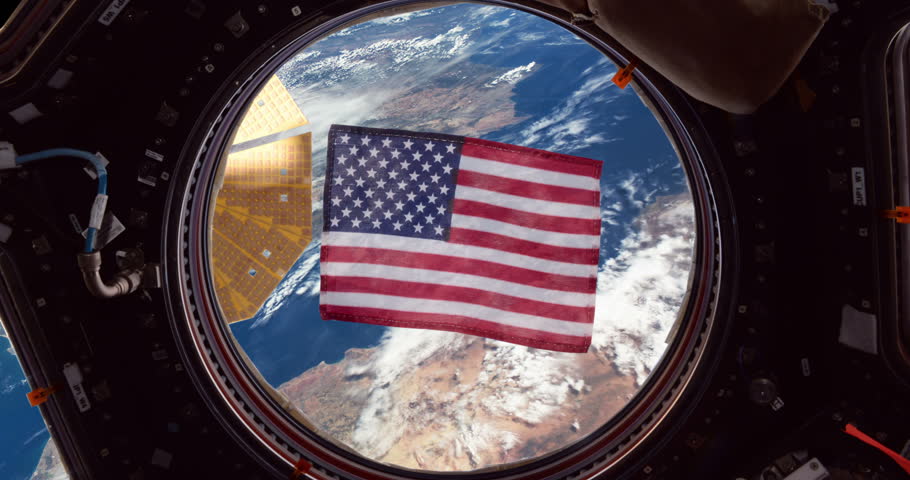Earth With American Flag From Moon Stock Footage Video 4622606 ...