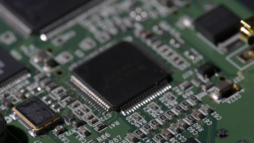 Computer Circuits Hardware Footage. Motherboard Parts, Chips ...