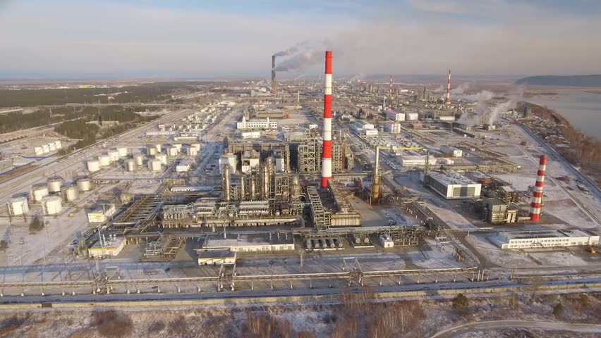 Stock video of frozen gas refinery large complex. oil | 32361316 ...