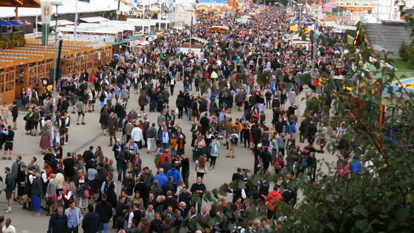 MUNICH, GERMANY, SEPTEMBER 16, 2017: Top View Of Crowd And Attractions ...