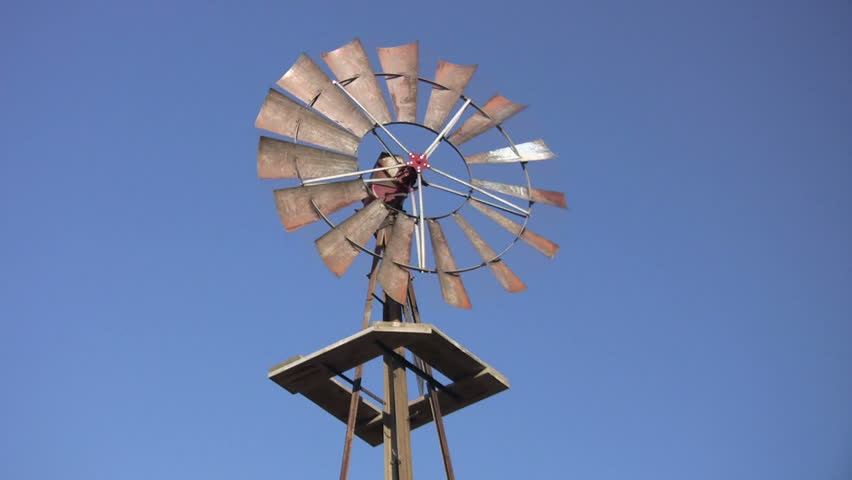 Windmill Turning in the Wind Stock Footage Video (100% Royalty-free ...