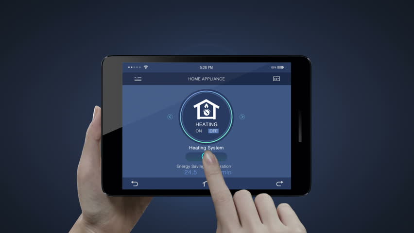 Touching Smart Home Appliances Application Stock Footage Video (100% ...