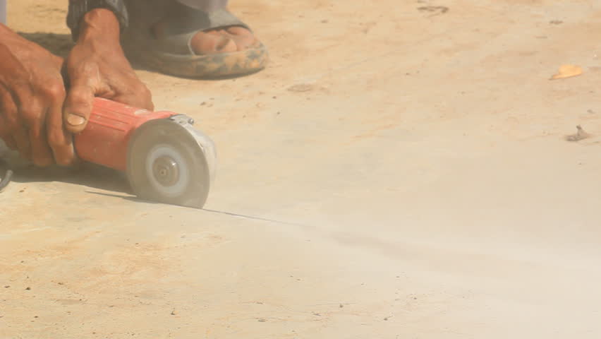 Cutting Control Groove in Concrete Stock Footage Video (100% Royalty ...