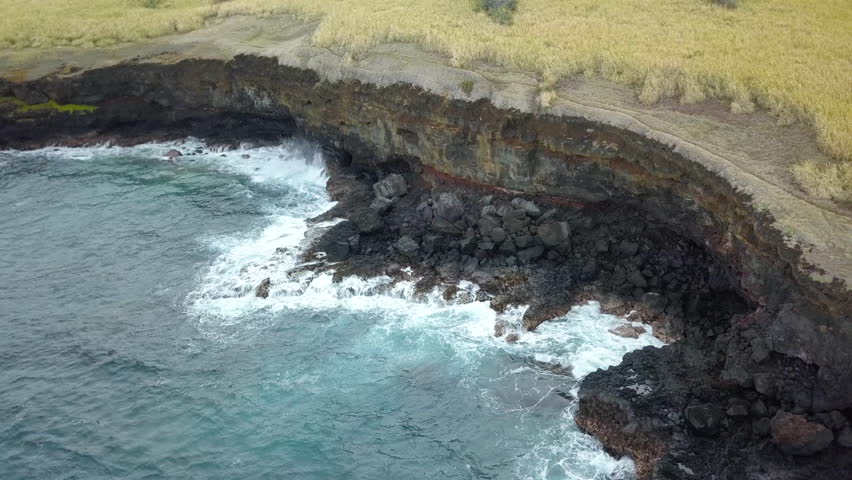 Volcanic Rock Cliff Ocean Shore Stock Footage Video (100% Royalty-free ...