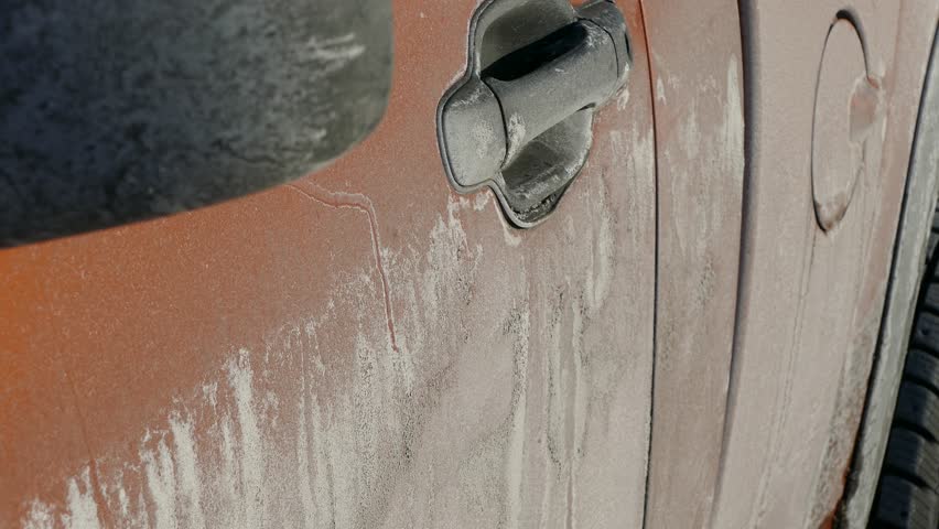 Road Salt Covering Car And Causing Rust And Corrosion In Winter Stock ...