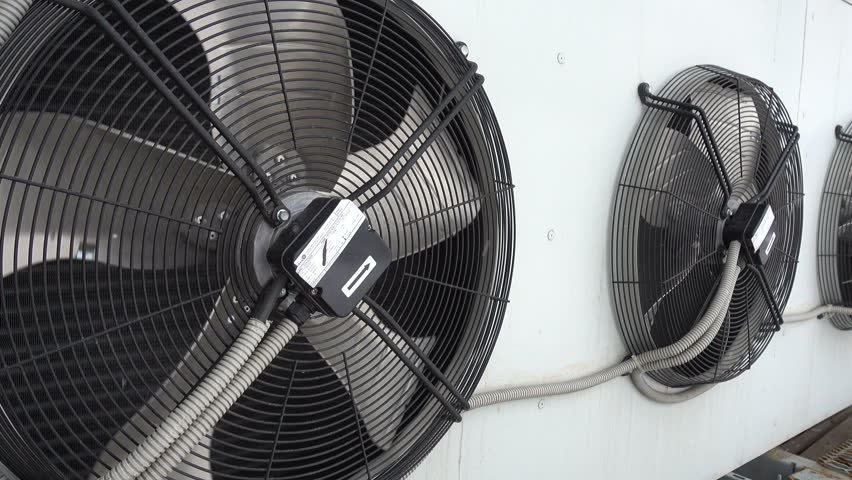 Air Conditioner Unit Fan Rotating. Slowly Rotates Clockwise. Winter 스톡 ...