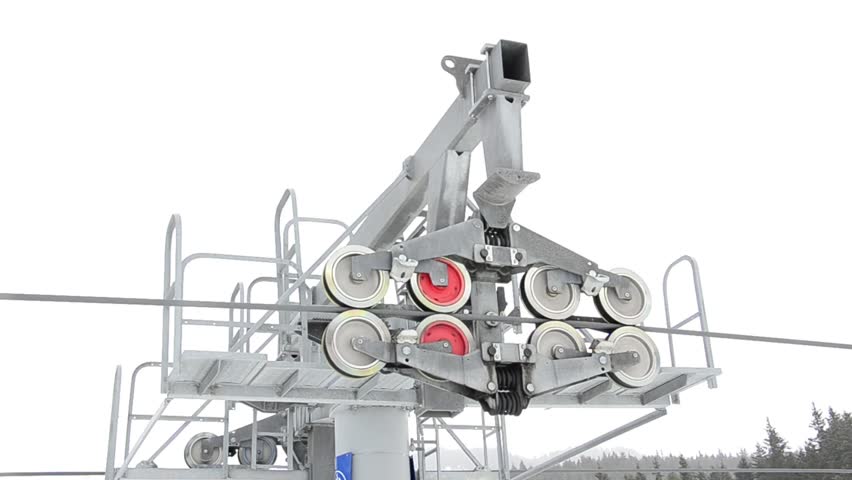 The Ski Lift Operates At The Ski Resort Inside The Station. Close-up ...