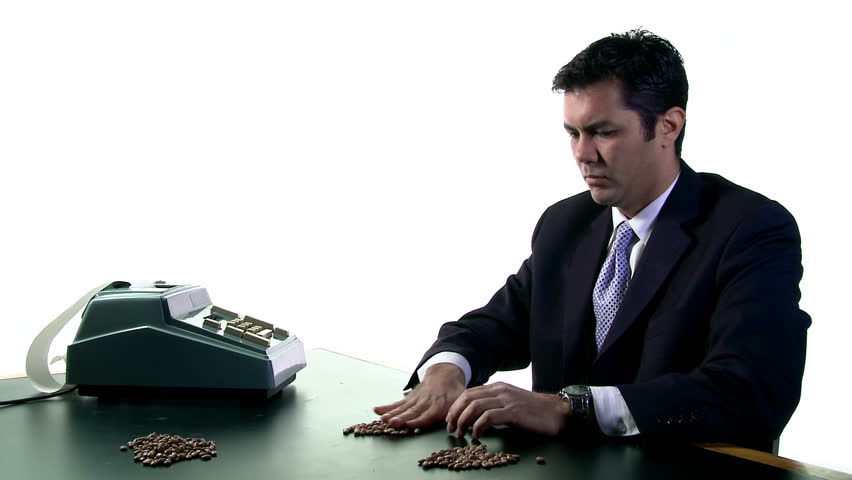Corporate Bean Counter, An Accountant In A Suit, Counts Up Beans By ...