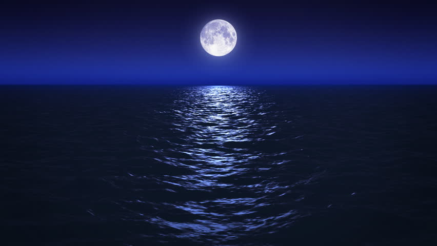 Full Moon Over Pacific Ocean