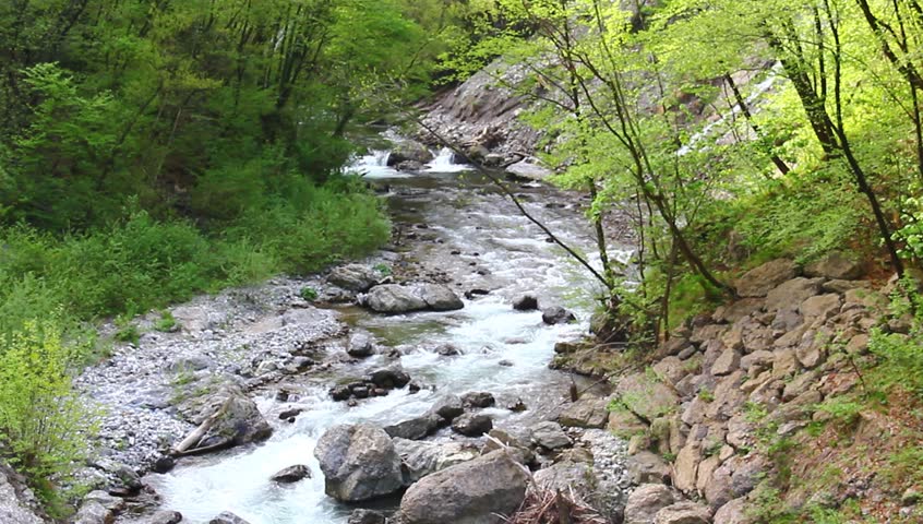 Mountain River Stream Gravel Forest 4k. Beautiful Mountain Stream And ...