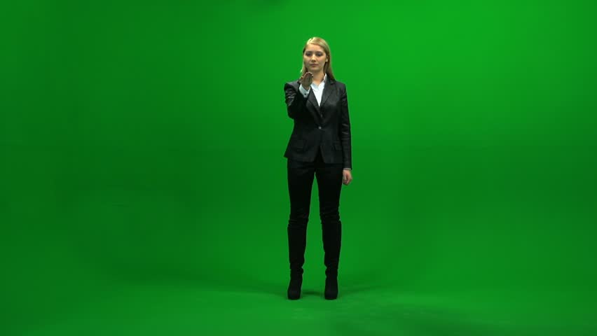 Isolated Blond Women Against Green Screen. Businesswomen. Female Person ...