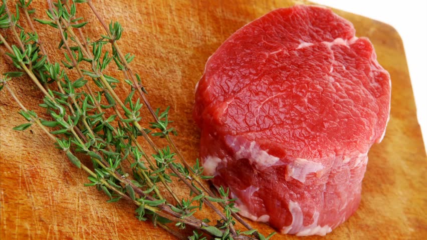 Fresh Raw Red Beef Meat Big Steak Chunk On Wooden Cut Board 1920x1080 ...