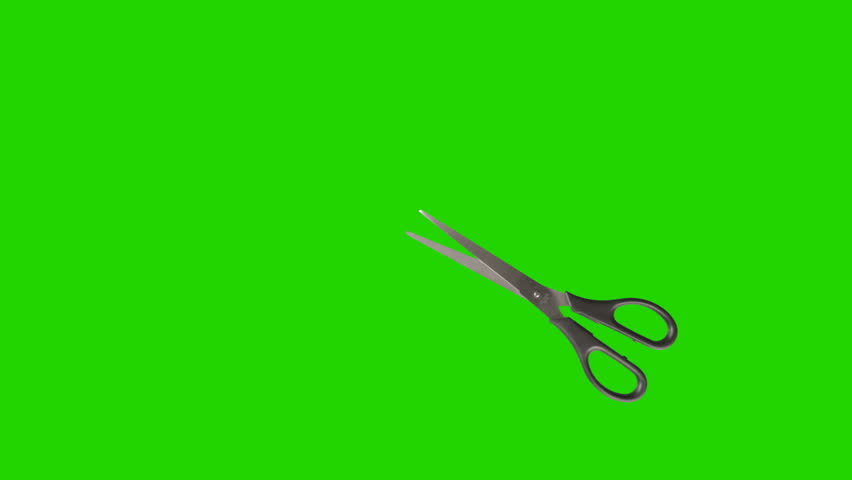 Real Scissors Animated On A Green Background. File Includes An Alpha ...
