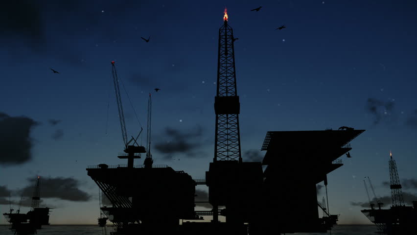 Oil Rig In Ocean At Night, Close Up Stock Footage Video 4374677 ...