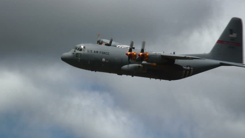 Stock Video Clip of Lockheed Hercules C-130 military transport aircraft ...