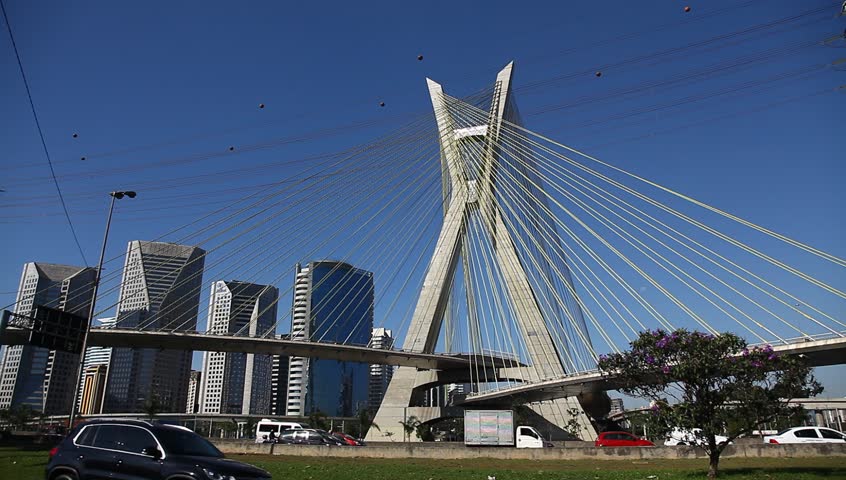 Ponte Estaiada Bridge Built Over Stock Footage Video (100% Royalty-free ...