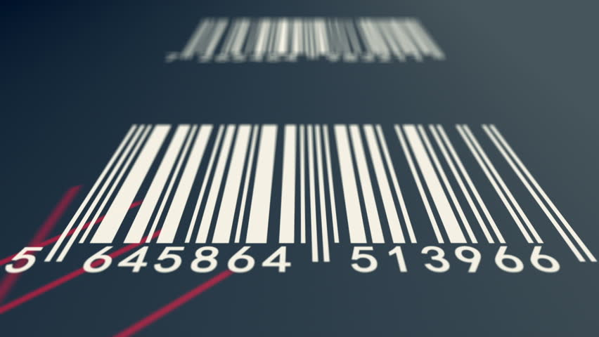 Close-up View Of A Barcode Label Being Scanned By The Barcode Reader ...