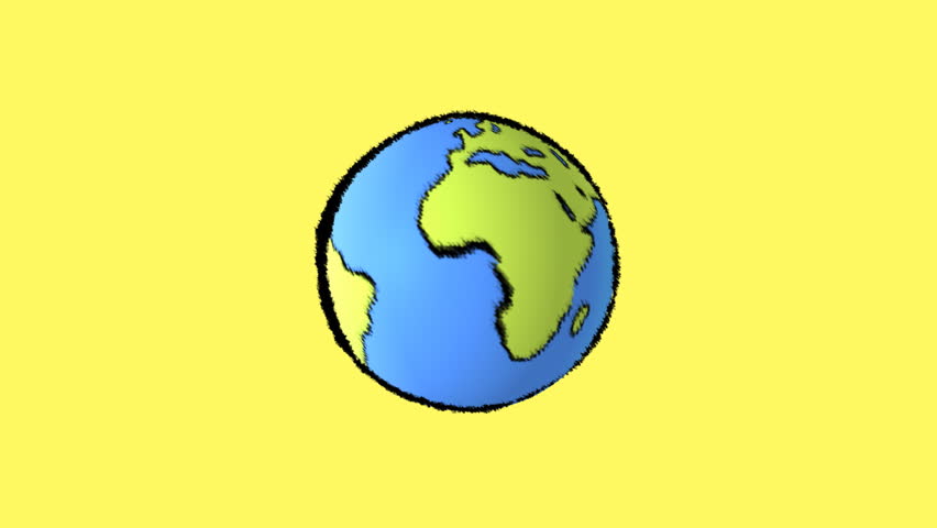 Cartoon Earth with Yellow Background Stock Footage Video (100% Royalty ...