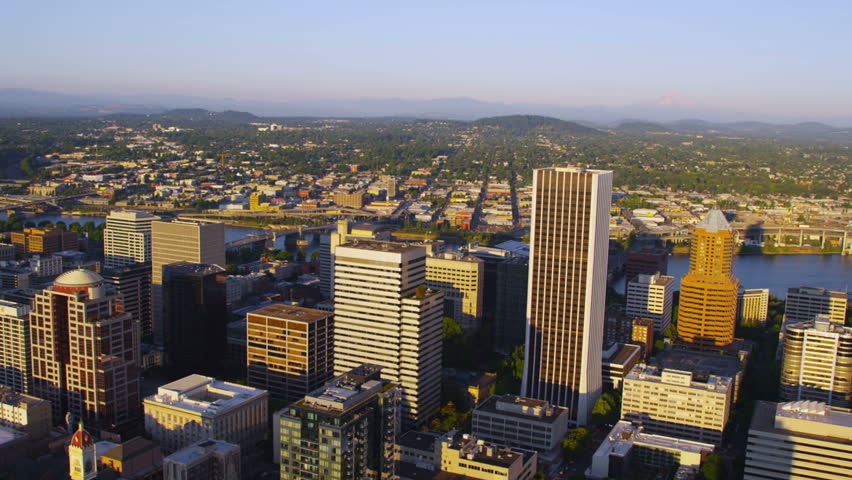 Aerial View of Downtown Portland, Stock Footage Video (100% Royalty ...