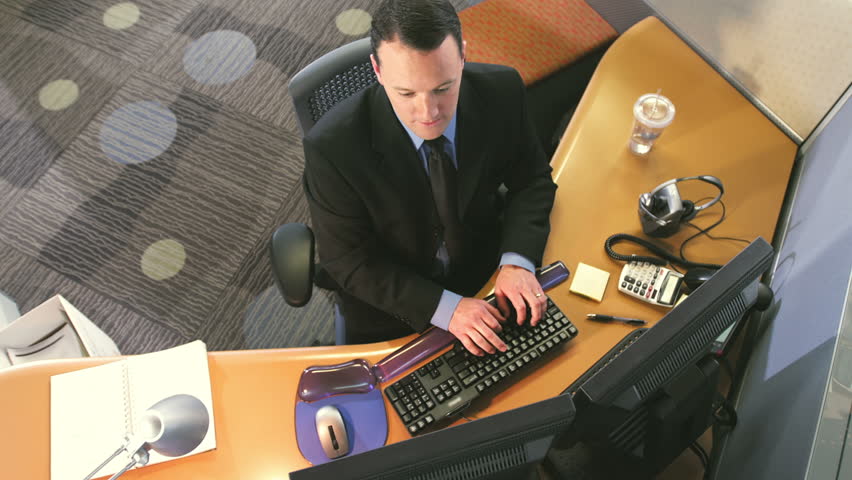 A Busy Office Worker Is Multitasking. Medium Shot Stock Footage Video ...