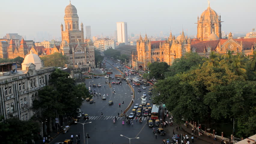 Mumbai Cityscape With Traffic Congestion Near Heritage Buildings And ...