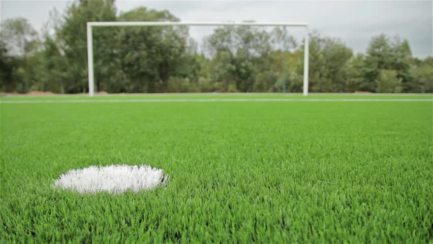 Soccer Penalty Point On The Background Of The Gate. Close-up, Slider ...