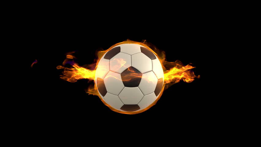 Soccer Fireball In Flames On Black Background, HD Render With Alpha ...