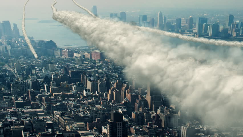 Stock Video Clip of Rocket attack - 3 missiles falling on | Shutterstock