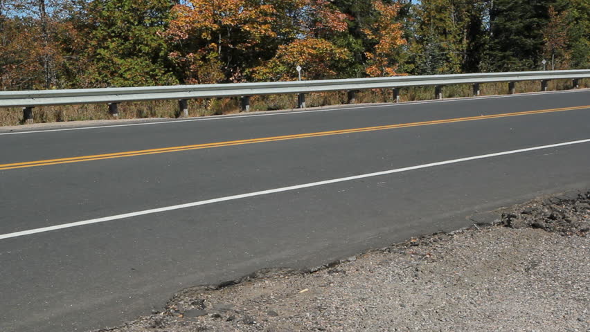 Side View Of Rural Road. Section Of Rural Road With Barrier. Room For ...