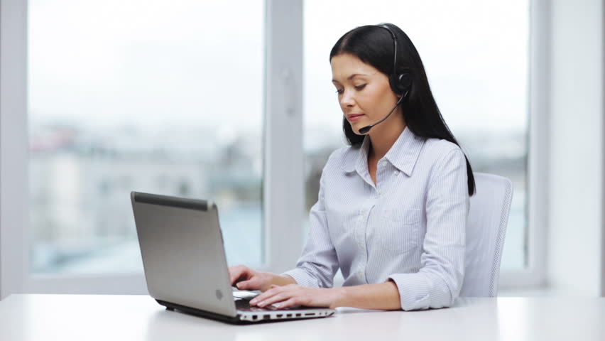 Attractive Business Woman Working With Computer In Office Stock Footage ...