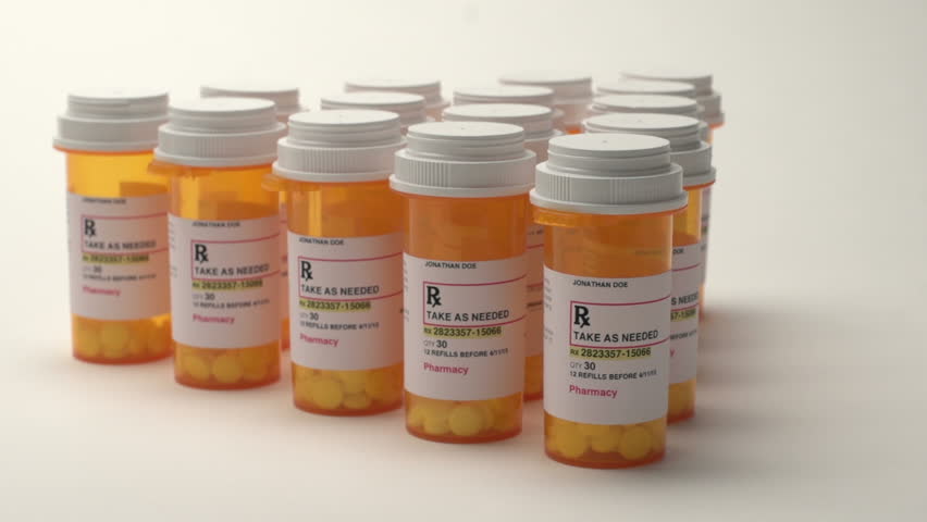 Slider Shot Of Medication Bottles In A Row Stock Footage Video 5210756 ...