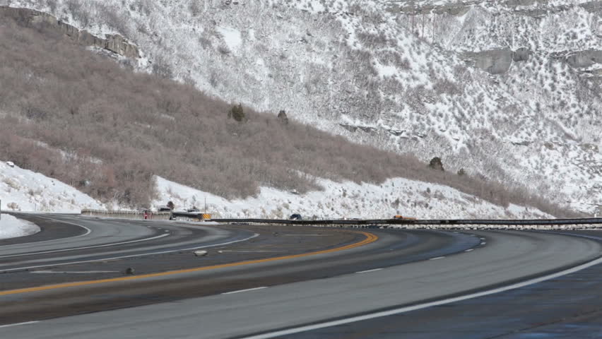 Winter Snow Storm Driving Mountain Road. Driving A Car On Rural Country ...