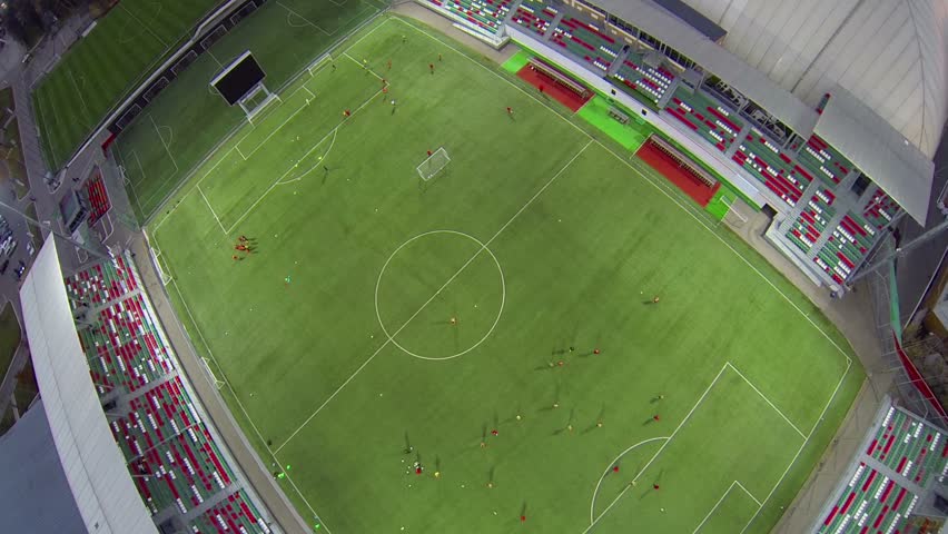 Training Game Of Football Team On Small Sports Arena Of Locomotive ...