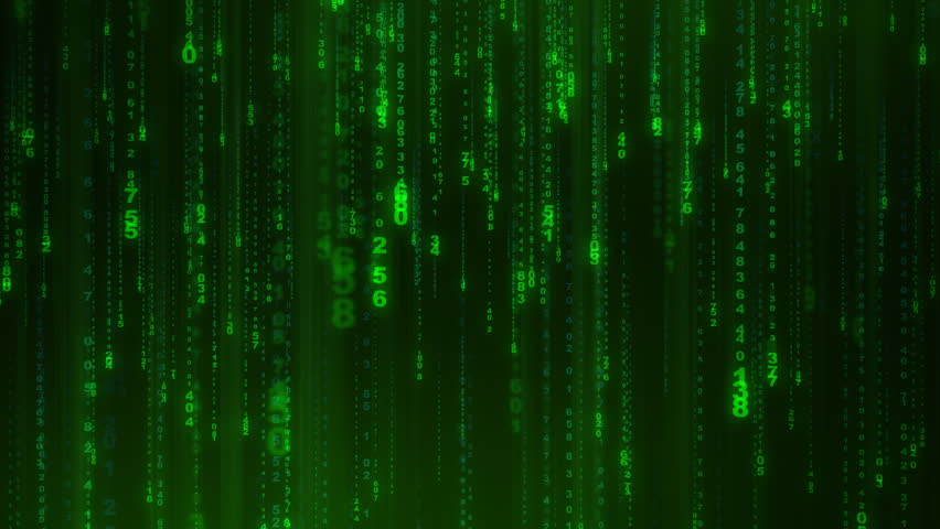 Lines Of Green Blurred Letters Falling Against A Black Background Stock ...