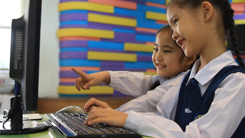 Stock video of little asian children typing computer keyboard | 5738516 ...