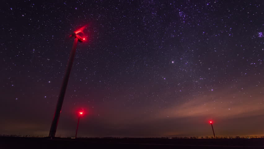 Stock video of wind turbines generating power at night | 6048806 ...