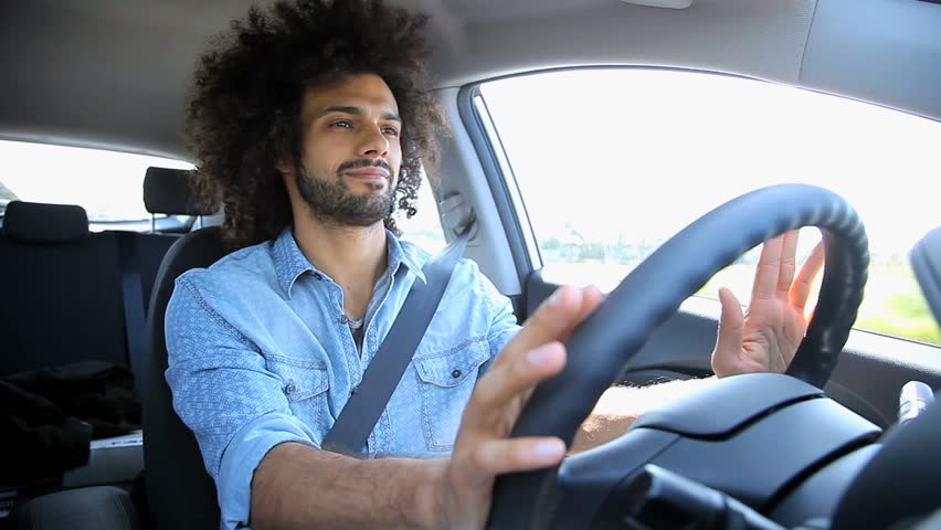 Sad Serious Handsome Man Driving Car Stock Footage Video 6118724 ...