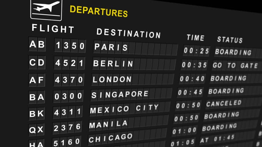 High Definition Video Of A Traditional Flip-style Airport Information ...