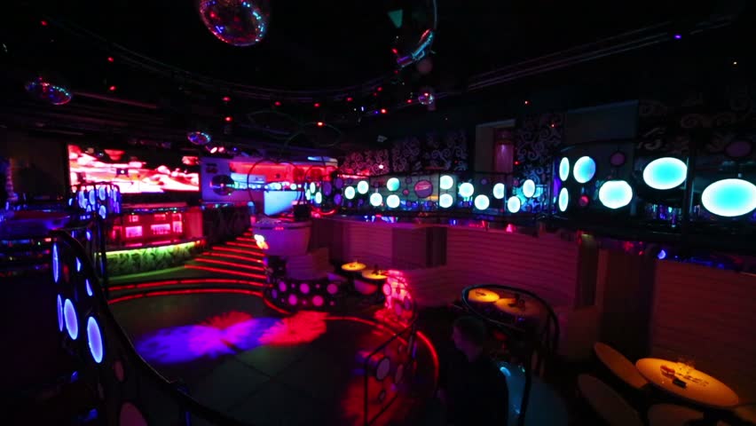 Empty Night Club Illuminated with Stock Footage Video (100% Royalty ...