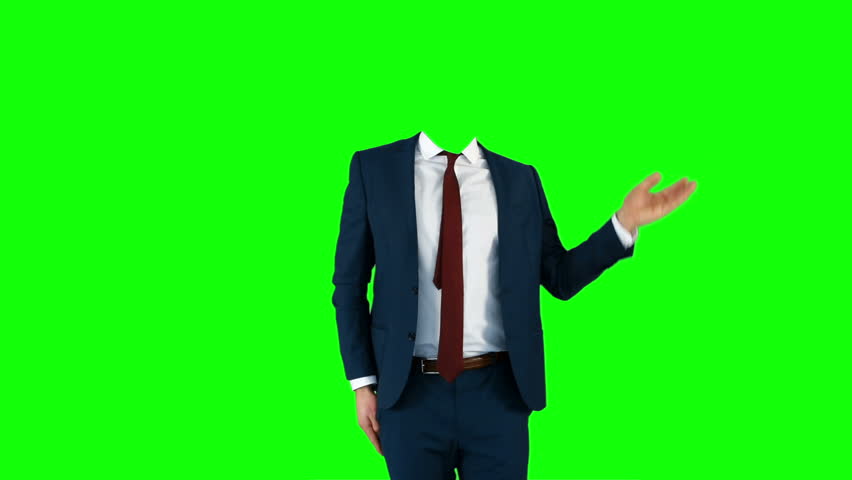 Headless Businessman Gesturing To Camera On Green Screen Background ...